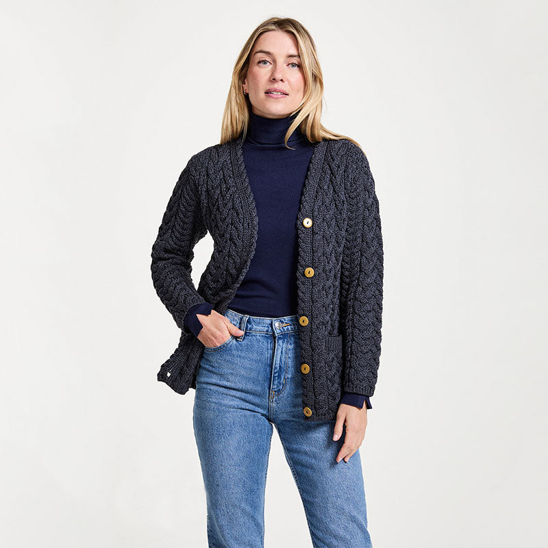 Traditional Irish Cable Knit Ladies Cardigan | Tara Irish Clothing ...
