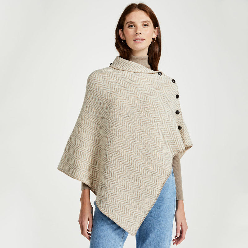 Wool Herringbone Irish Poncho
