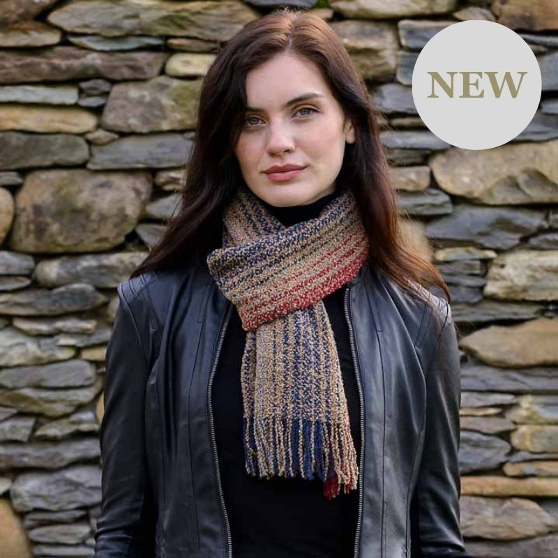 Irish Grey Rainbow Wool Ladies Scarf